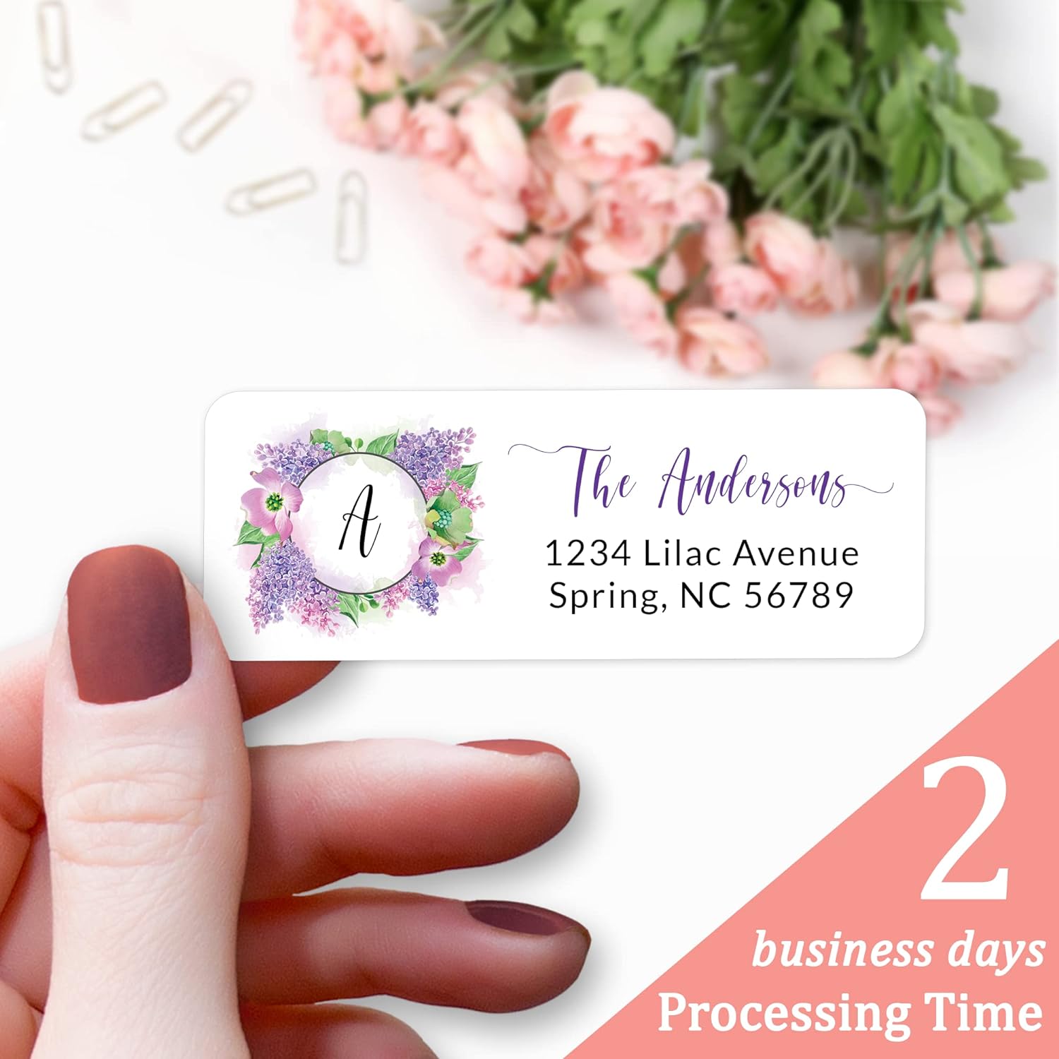 Personalized Return Address Labels Spring - Set of 120 Custom Mailing ...