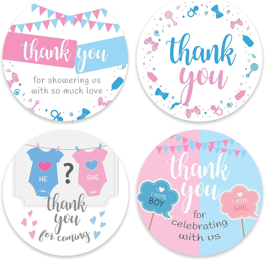 Thank You Baby Shower Stickers - Pre-printed Blue and Pink Theme ...