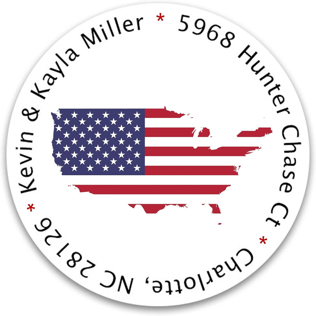 Personalized Return Address Labels Patriotic - 1.5 in Round USA Map ...